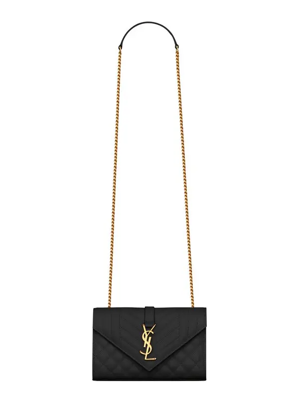 Saint Laurent Mini Leather Shoulder Bag With Grosgrain Lining And Magnetic Snap - Nero