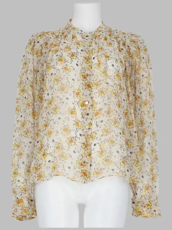 MARANT ETOILE Floral Print Sheer Button Front Blouse - Multicolour