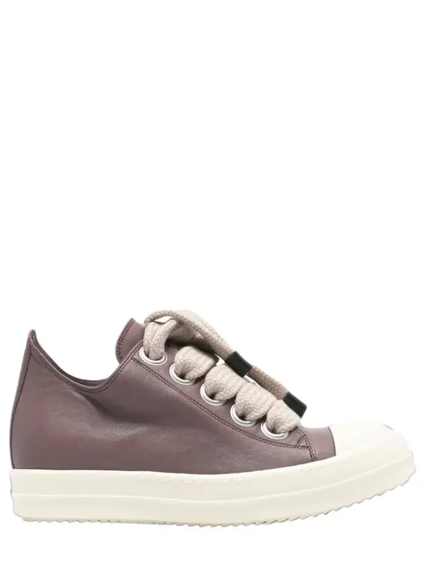 Rick Owens Leather Lace-up Sneakers With Shark-tooth Bumper Sole
