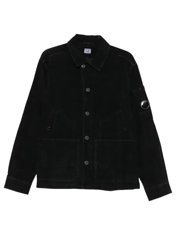 C.P. COMPANY Corduroy Button-front Jacket With Lens Sleeve Pocket - Nero