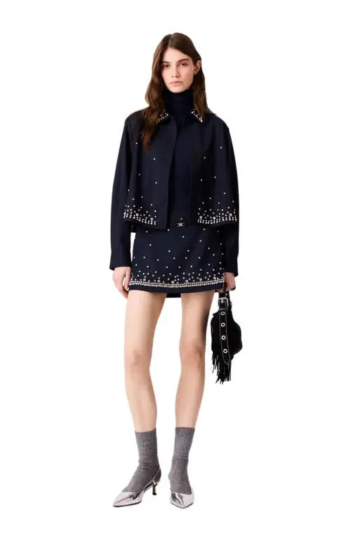Maje Rhinestone Layered Skort