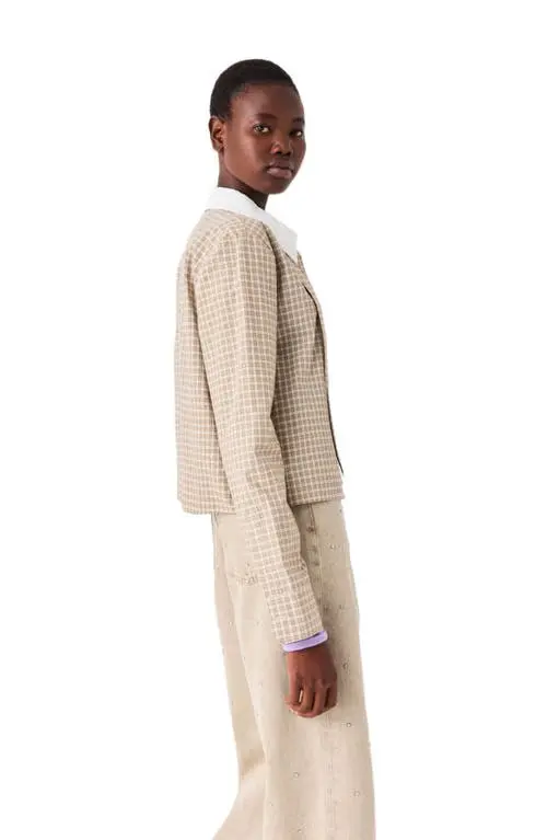 Maje Short Rhinestone Checked Shirt