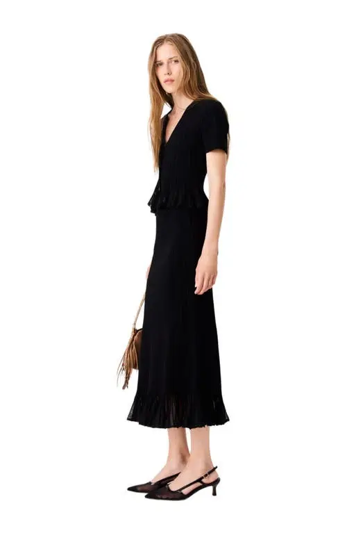 Maje Knit Skirt With Peplum Hem