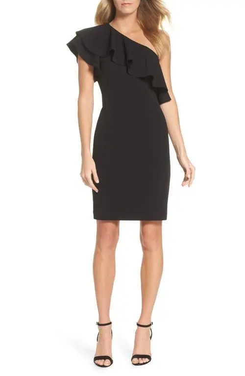 Vince Camuto One-shoulder Ruffle Dress - Black