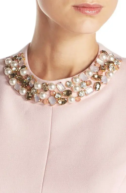 Eliza J Embellished Double Crepe Fit & Flare Dress