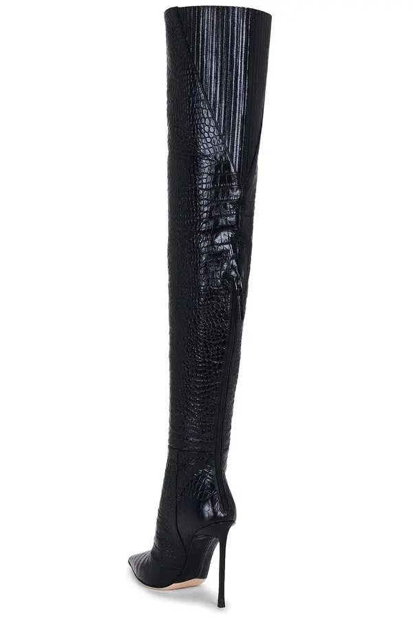 TOM FORD Shiny Stamped Croc Thigh High Boot