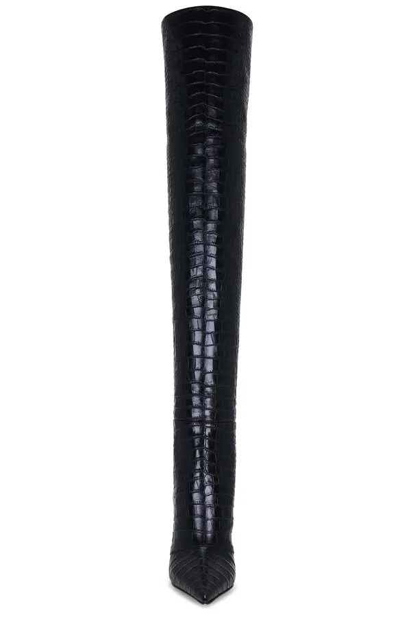 TOM FORD Shiny Stamped Croc Thigh High Boot