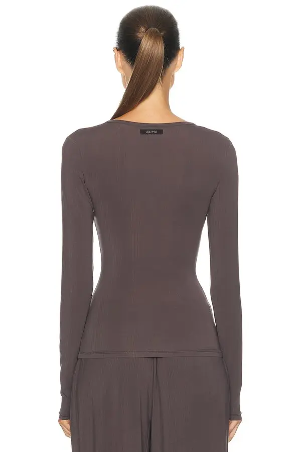 SKIMS Cloud Sleep Henley Top - Iron