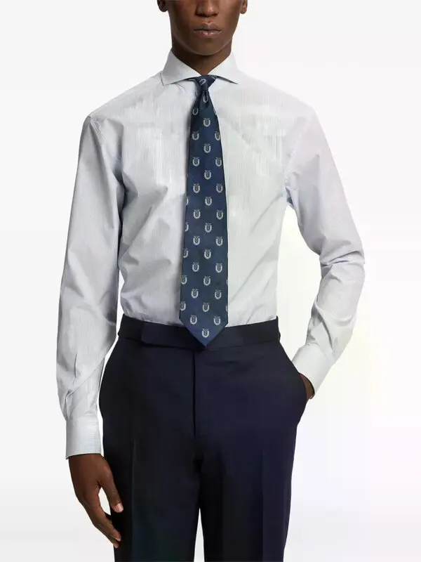 Ralph Lauren Purple Label Striped Cutaway-collar Shirt - Blue