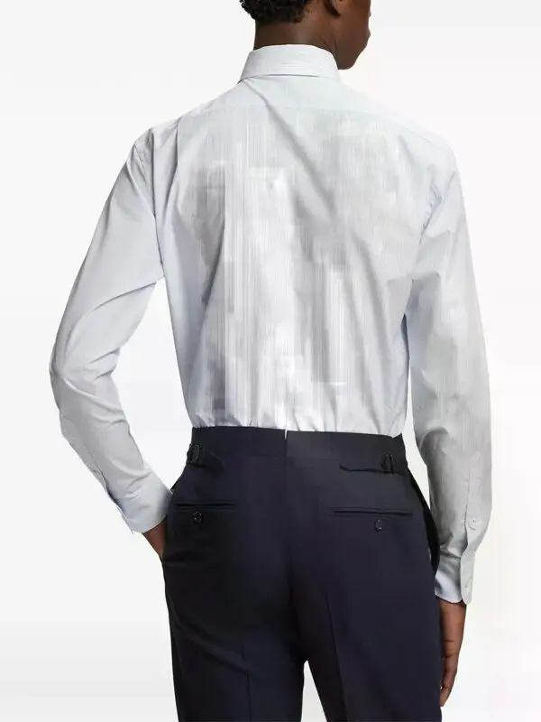 Ralph Lauren Purple Label Striped Cutaway-collar Shirt - Blue