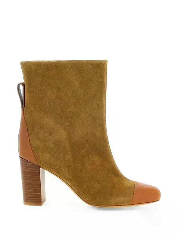 ODISSI Dot Leather-trimmed Ankle Boots - Brown