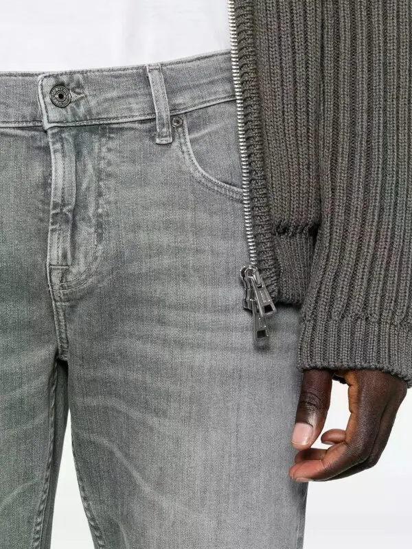 7 For All Mankind Faded Straight-leg Jeans