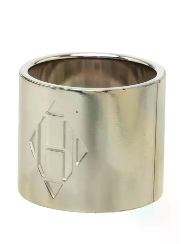 Hermès 1990-2000 Palladium Plated H Diamant Ring Scarf Rings