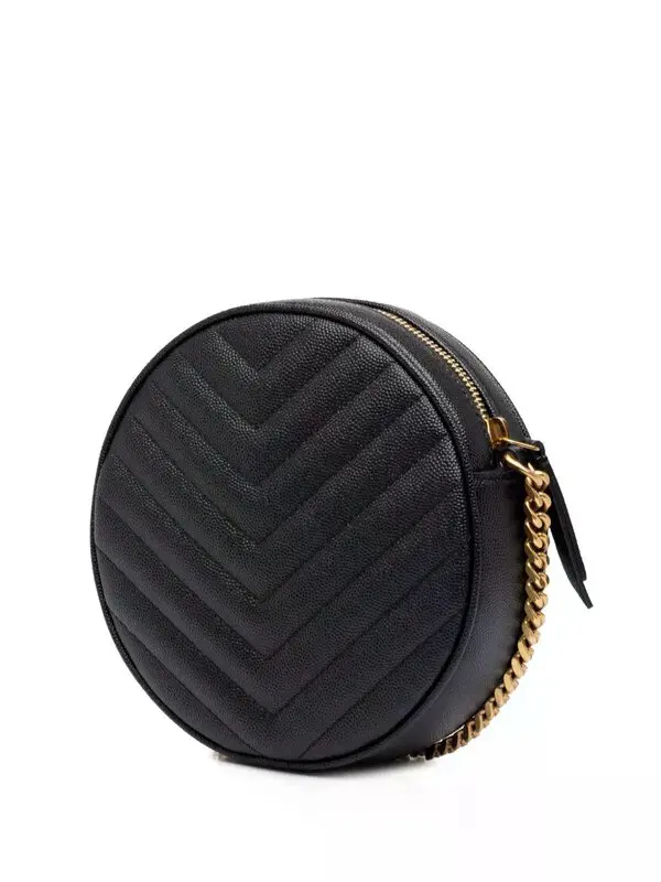 Saint Laurent 2019 Chevron Grain De Poudre Round Vinyle Camera Bag Crossbody Bag