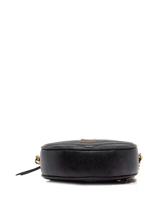 Saint Laurent 2019 Chevron Grain De Poudre Round Vinyle Camera Bag Crossbody Bag