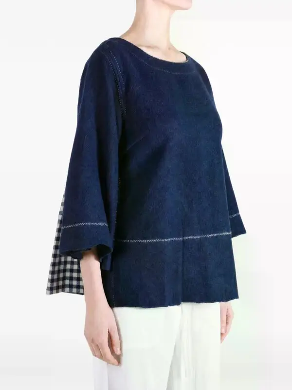 Pero Checked-panel Boat-neck Blouse