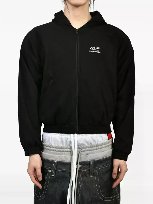 PROTOCOL INDEX Logo-embroidered Zip-up Hoodie