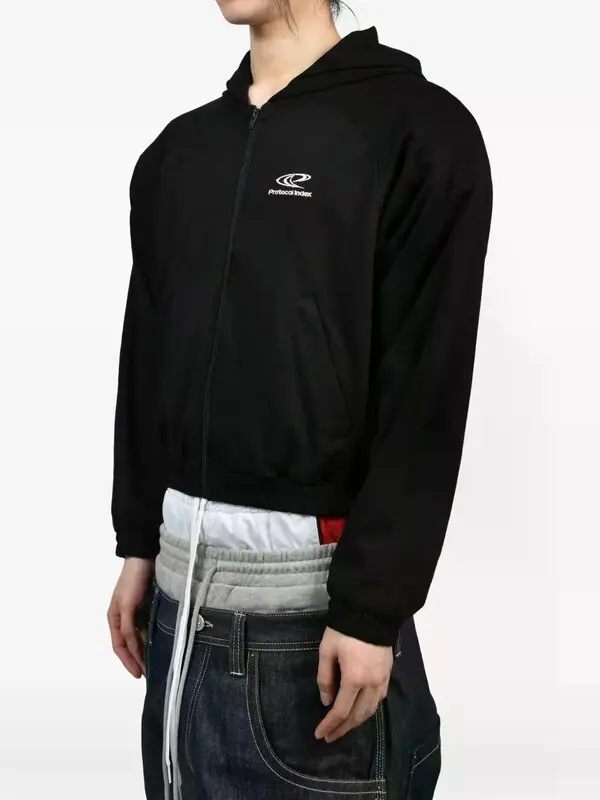 PROTOCOL INDEX Logo-embroidered Zip-up Hoodie
