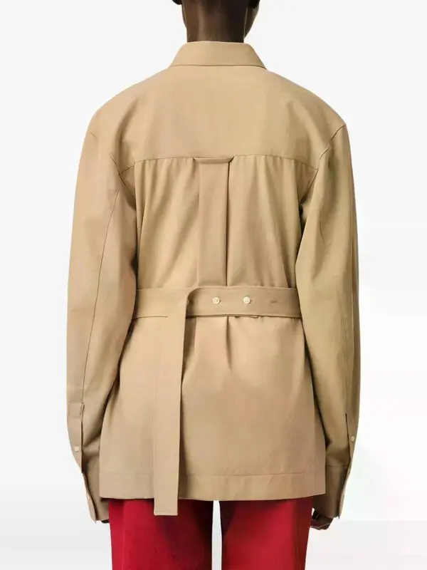 AMI Paris Beige Fitted Wool Balloon-sleeve Shirt