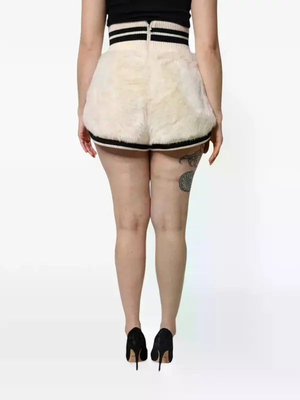 Dolce & Gabbana Faux-fur Striped Shorts - Neutrals
