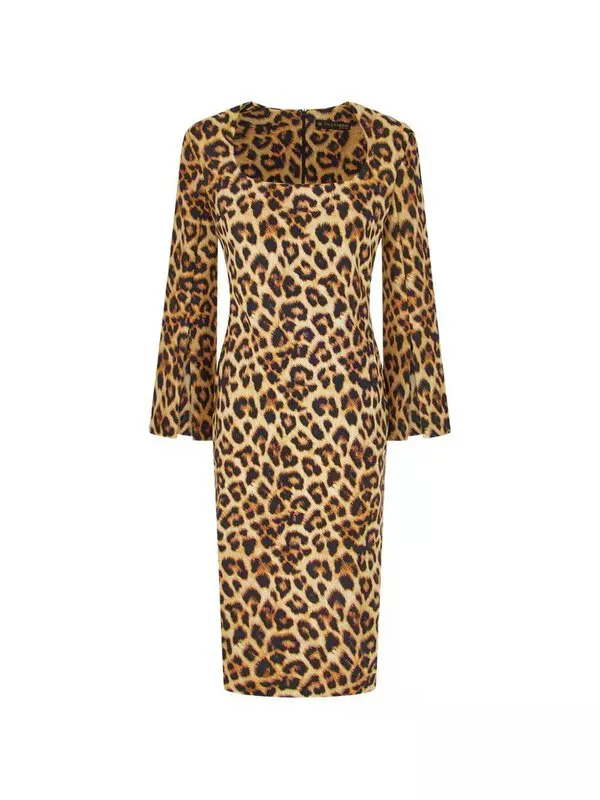 Chiara Boni La Petite Robe Meizi Leopard-print Slit-sleeve Midi Dress - Neutrals