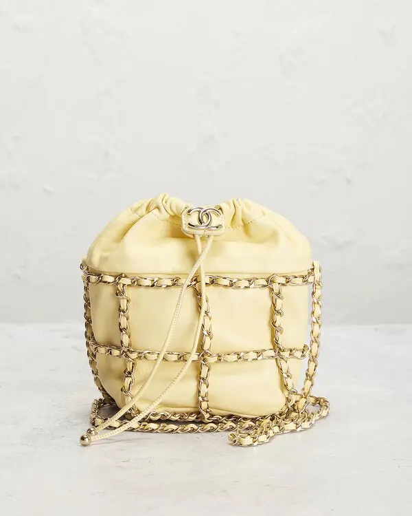 FWRD RENEW Chanel Lambskin Chain Frame Drawstring Bucket Bag