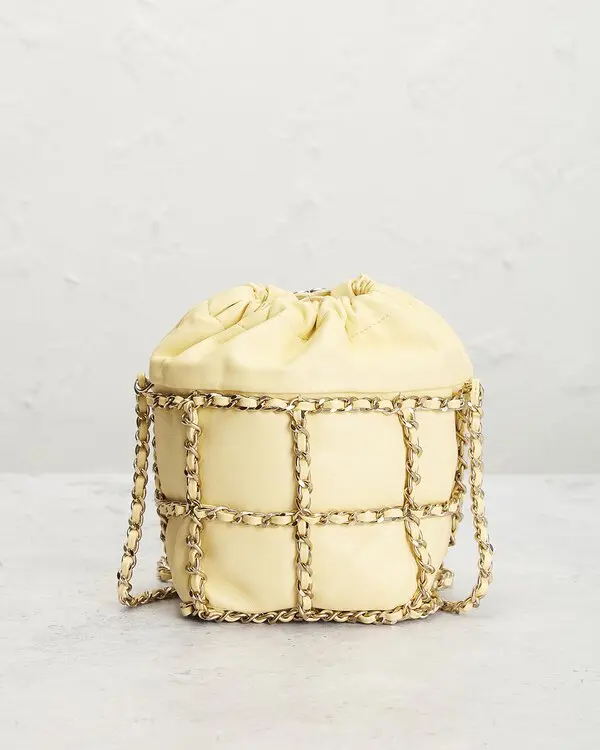 FWRD RENEW Chanel Lambskin Chain Frame Drawstring Bucket Bag