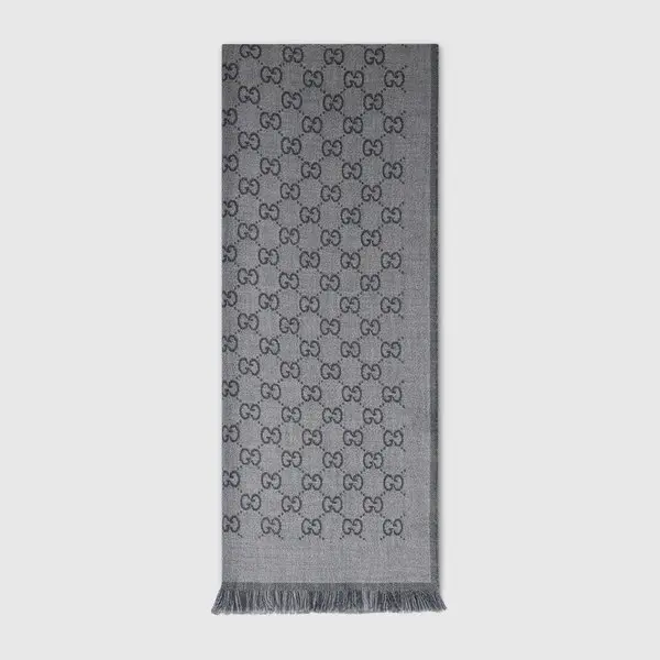 Gucci Reversible Wool Jacquard Scarf - Grey