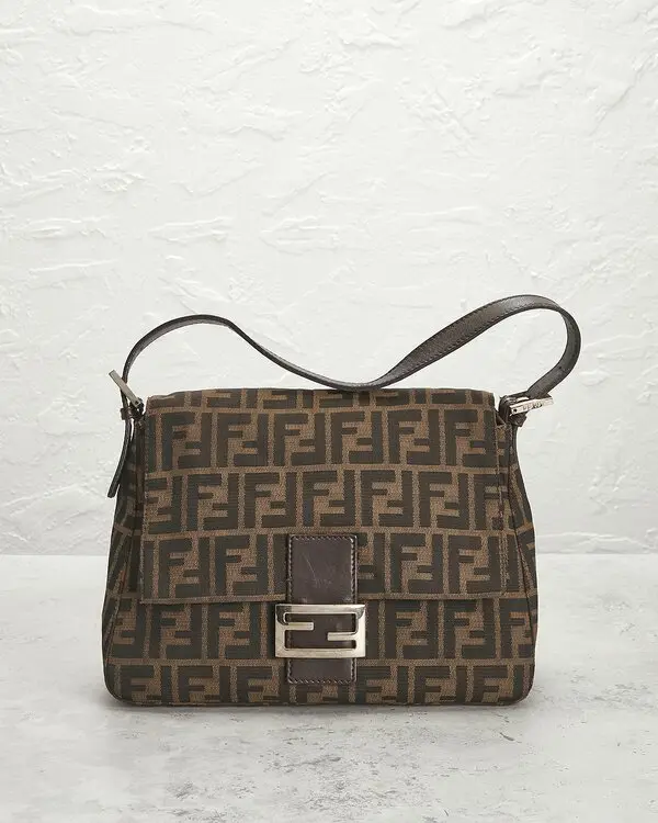 FWRD RENEW Fendi Zucca Mama Forever Baguette Shoulder Bag - Brown