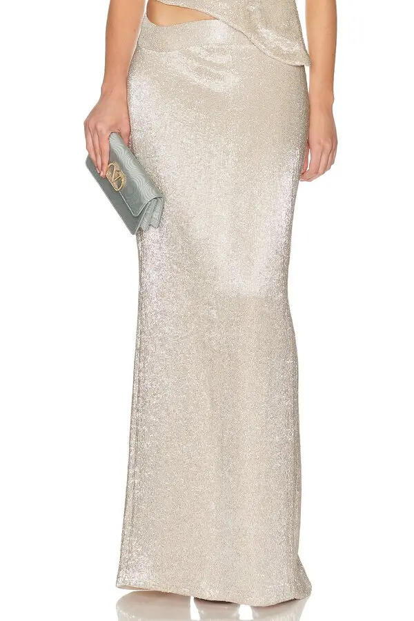 MAY MASHIAH Ami Skirt In Metallic - Silver
