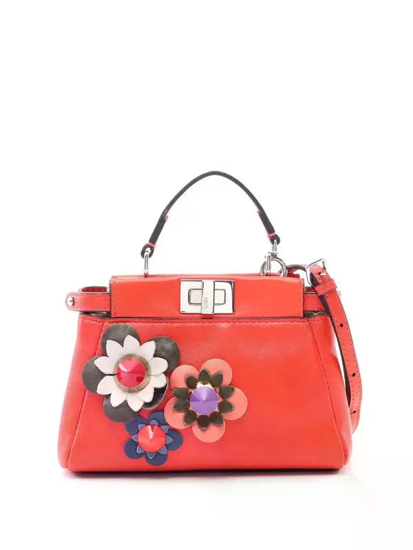 Fendi 2010-2026 Micro Leather Flowerland Peekaboo Satchel