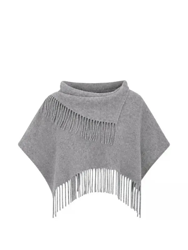 Liviana Conti Fringe-trim Asymmetric Poncho - Grey