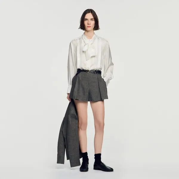 Sandro Houndstooth Wool Shorts