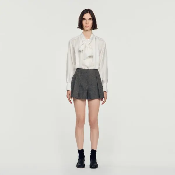 Sandro Houndstooth Wool Shorts
