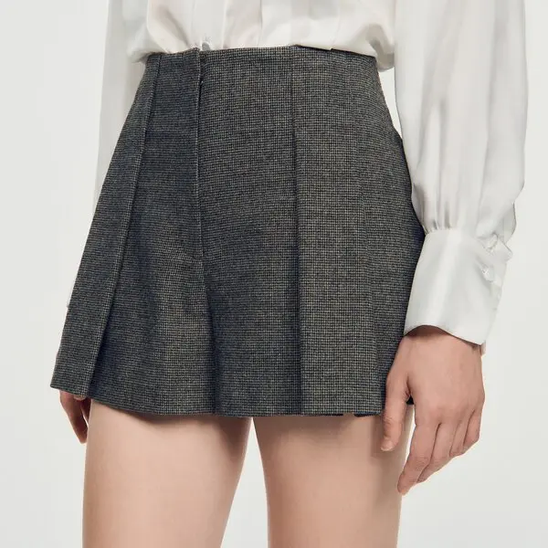 Sandro Houndstooth Wool Shorts