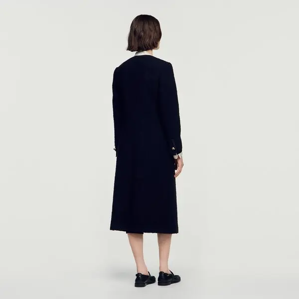 Sandro Tweed Coat With Jewel Buttons