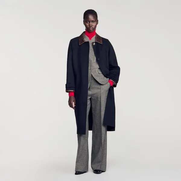 Sandro Long Double-faced Wool Coat