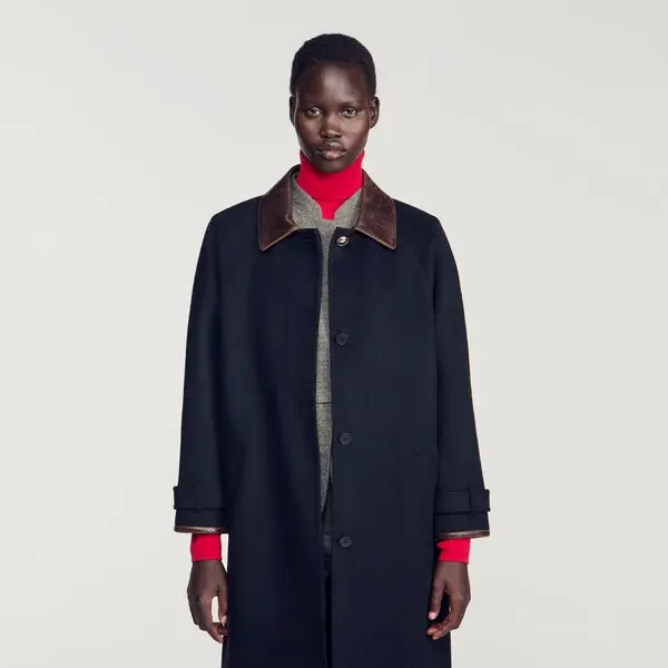Sandro Long Double-faced Wool Coat