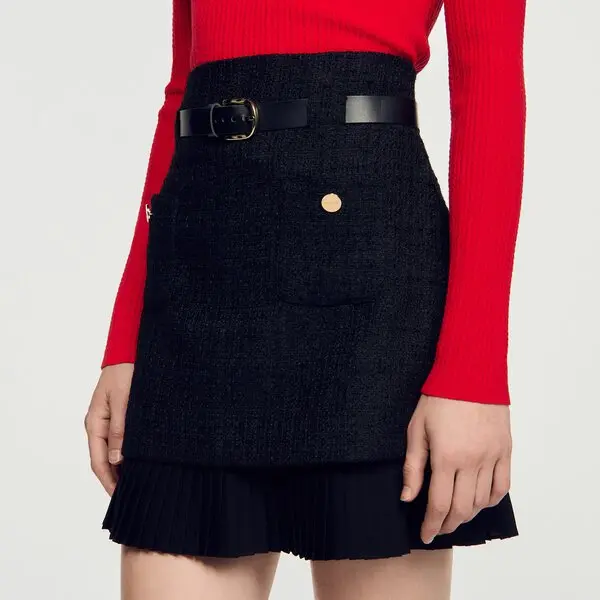 Sandro 2-in-1 Tweed Skirt