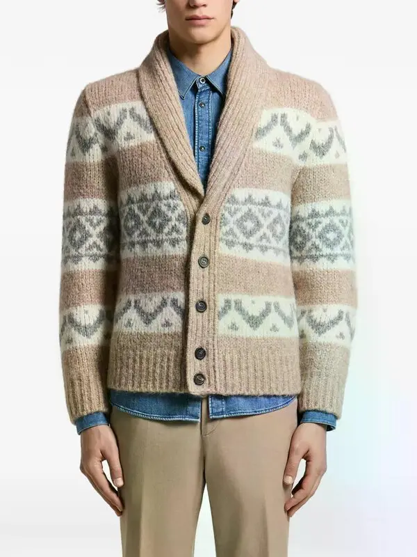 Peserico Fair Isle Shawl-collar Cardigan