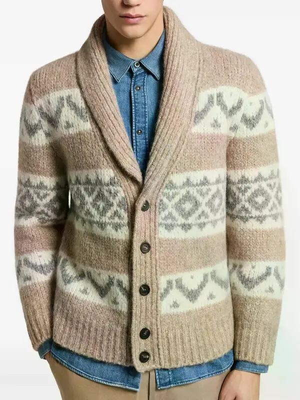 Peserico Fair Isle Shawl-collar Cardigan