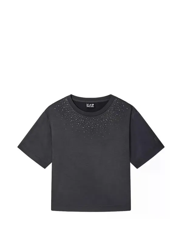 EA7 Rhinestone-embellished Cropped T-shirt