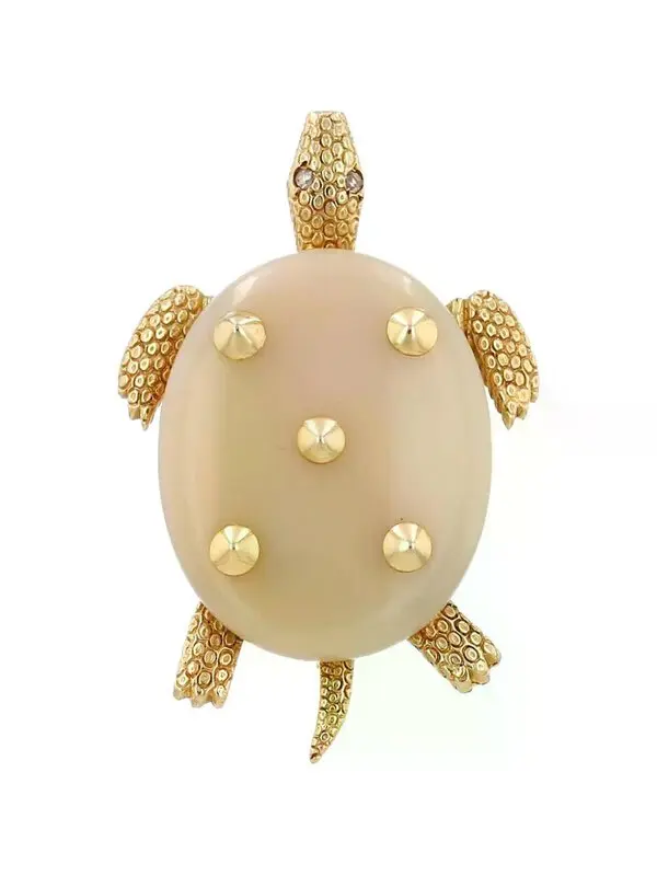 Cartier Chalcedony And Diamond Tortoise Brooch - Gold