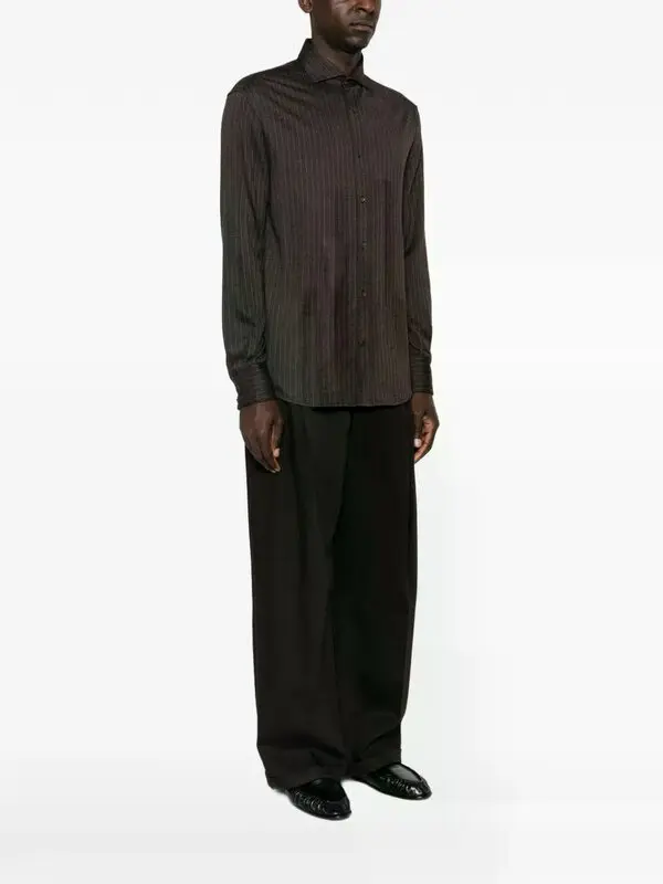 Brunello Cucinelli Pinstripe-print Spread-collar Shirt