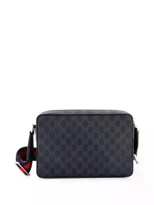 Gucci Double Zip Web Camera Gg Coated Canvas Small Shoulder Bag
