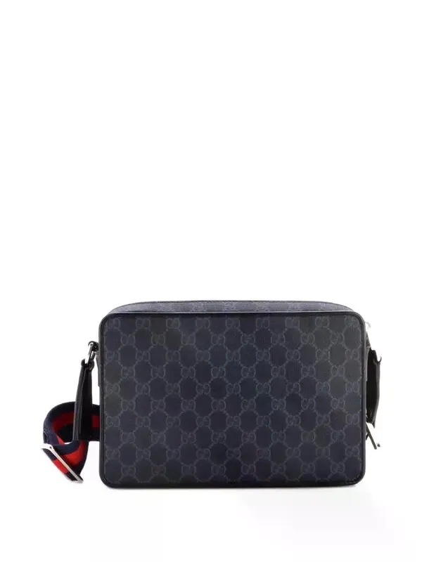 Gucci Double Zip Web Camera Gg Coated Canvas Small Shoulder Bag