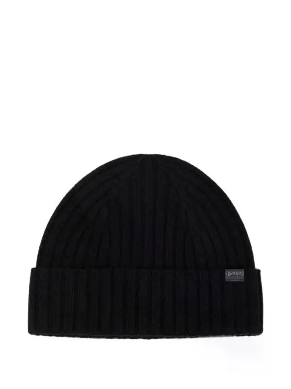 BOSS Ribbed-knit Beanie Hat