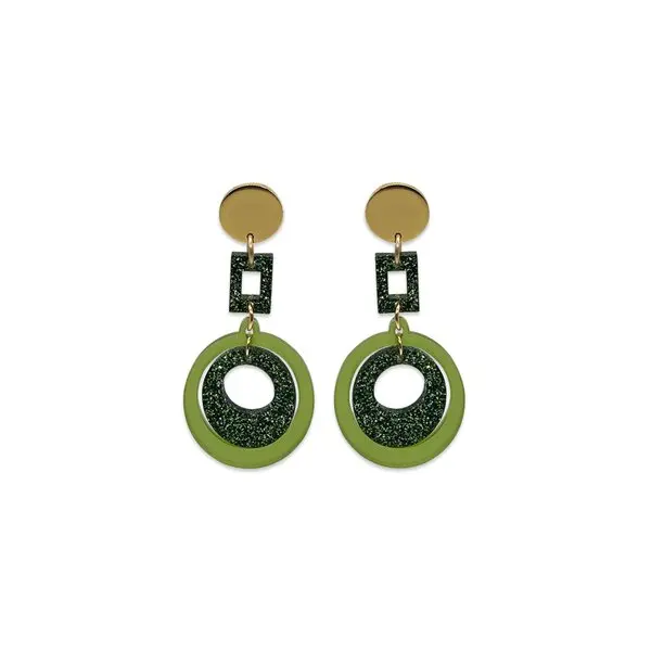 TOOLALLY Barbarella Earrings Lime Zest & Glitter