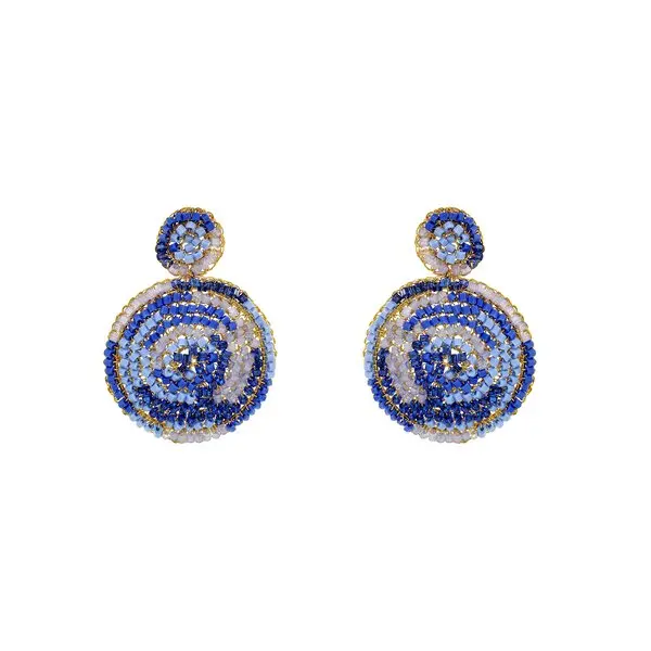 LAVISH BY TRICIA MILANEZE Sky Mix Dahlia Handmade Crochet Earrings - Blue