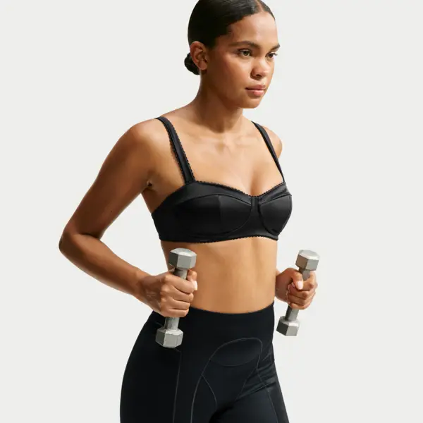Nike Skims Satin Shine Padded Picot Sports Bra - Black